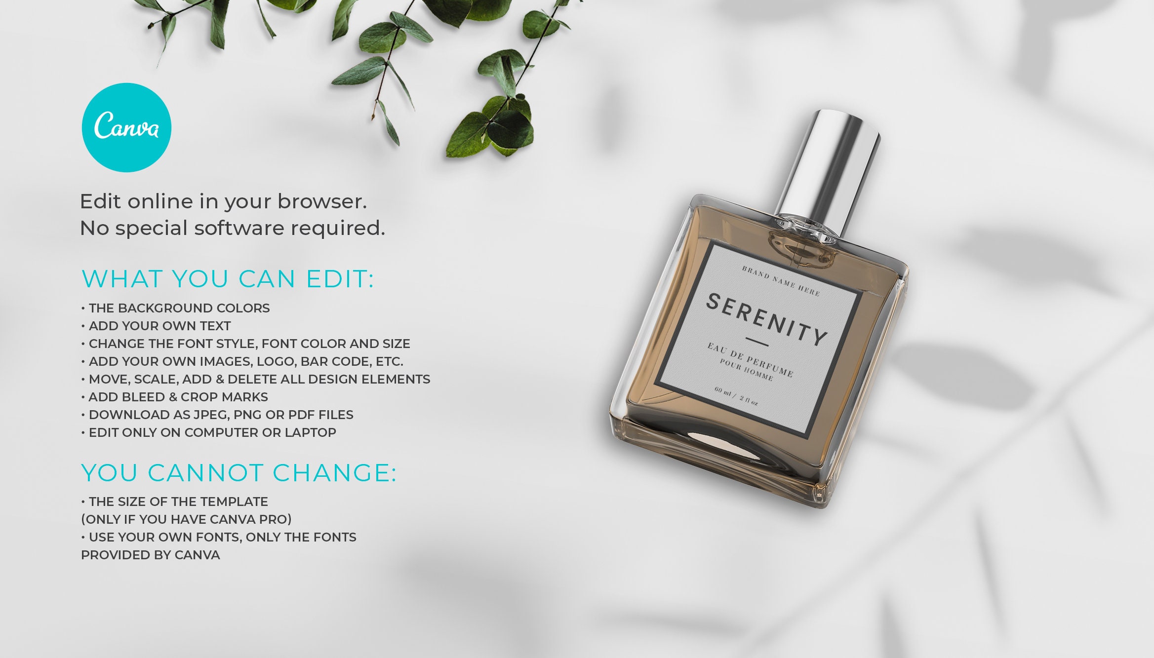 Canva Perfume Bottle Labels Design, Gold Metal Labels, Custom Fragrance ...