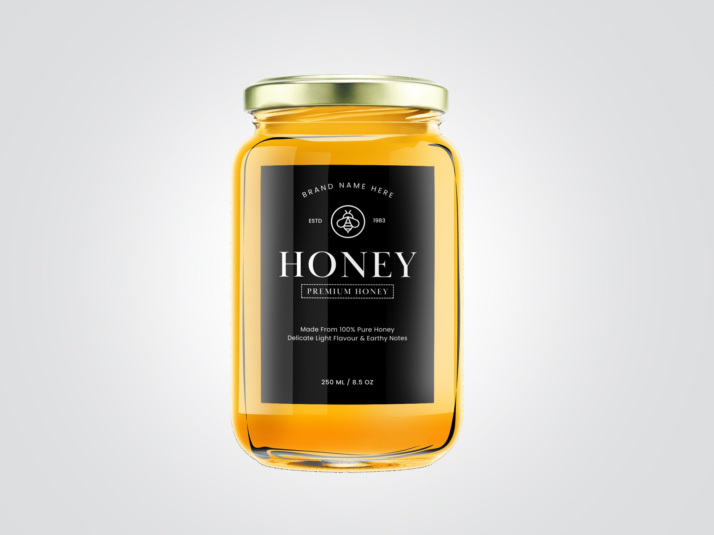 Honey Jar Label Design Template, Canva Honey Labels, Honey Stickers ...