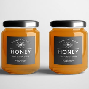 Honey Labels Template, Honey Jar Labels, Honey Stickers, Mason Jar ...
