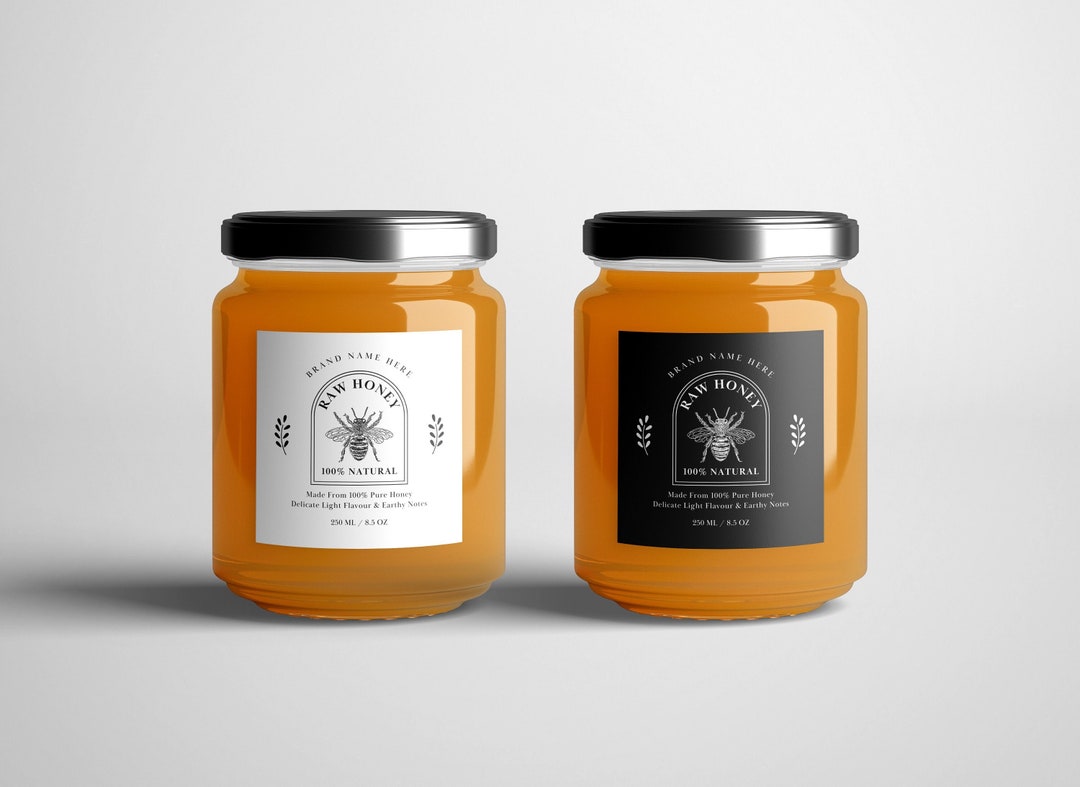 Honey Jar Label Template, Canva Natural Honey Label Design, Custom ...
