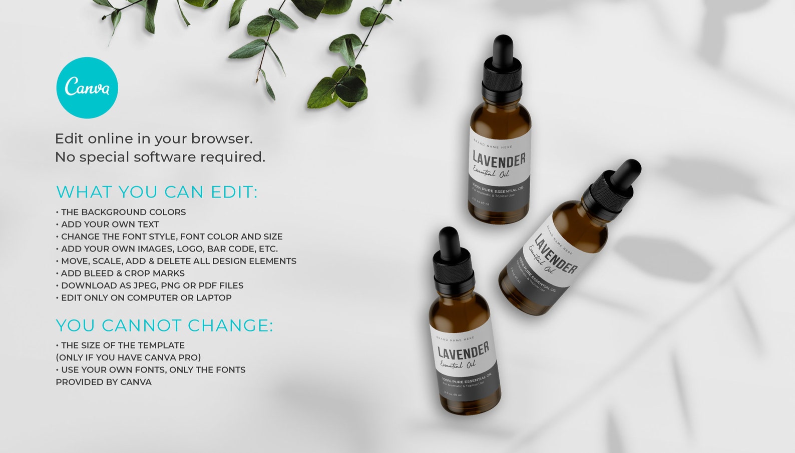 Customizable Dropper Bottle Label Template, Perfect for Product ...