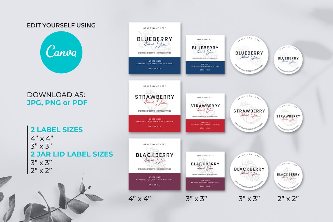 Jam Jar Labels Template, Canning Labels, Mason Jar Labels, Jam Stickers ...