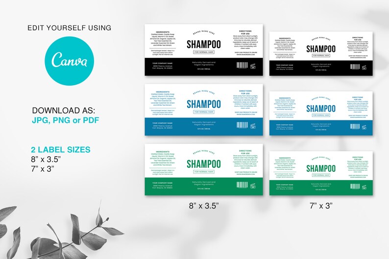 Shampoo Bottle Label Template, Body Wash Labels, Cosmetic Packaging ...