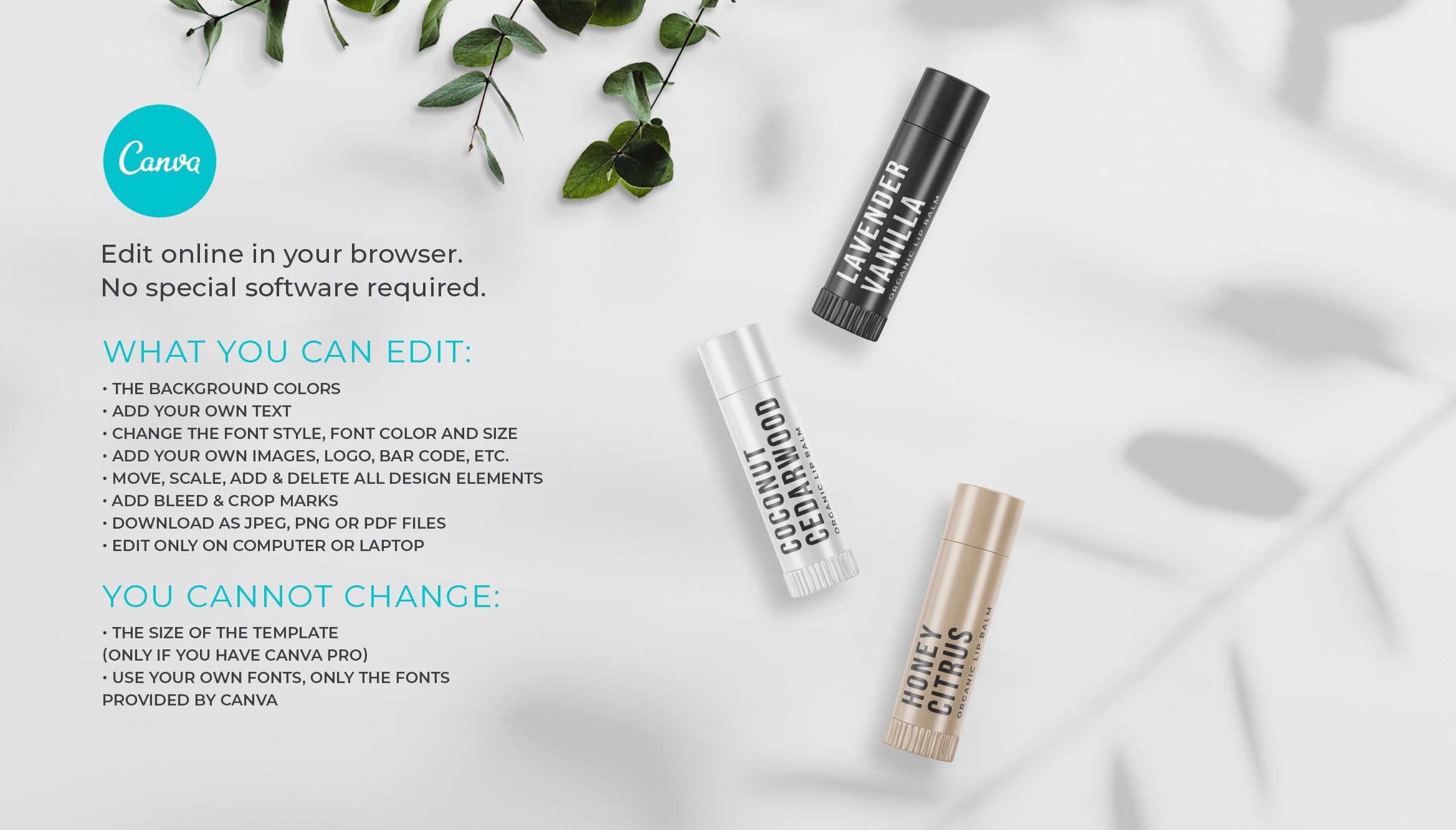 Lip Balm Label Template - Chapstick Label Design - Minimal Canva Label ...