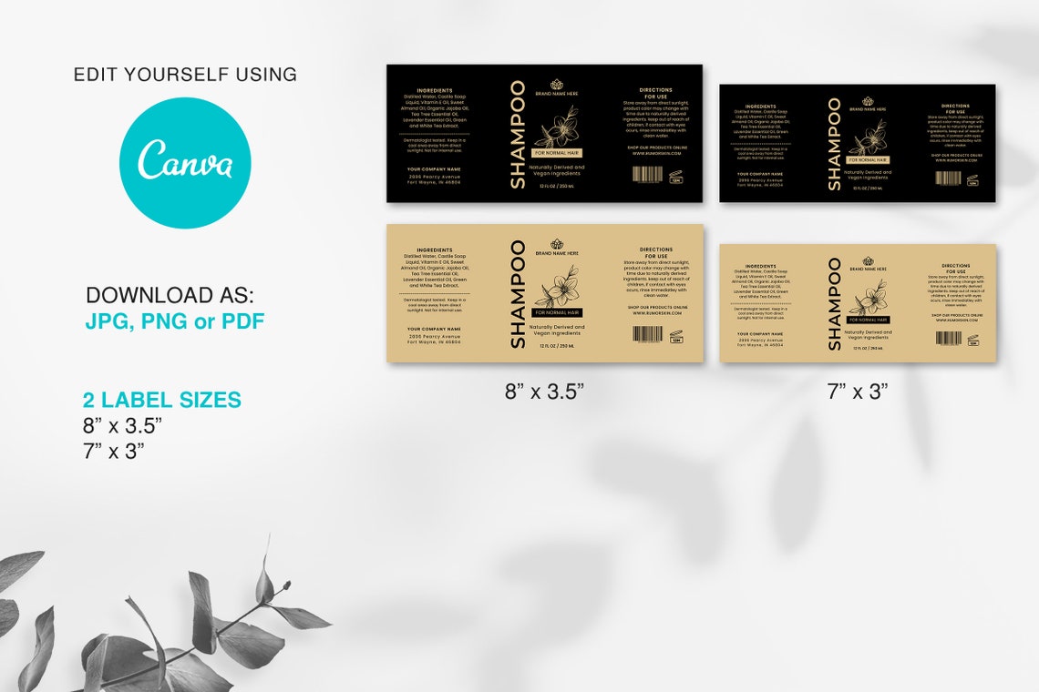 Customizable Shampoo Bottle Label Template, DIY Body Wash Label Design ...