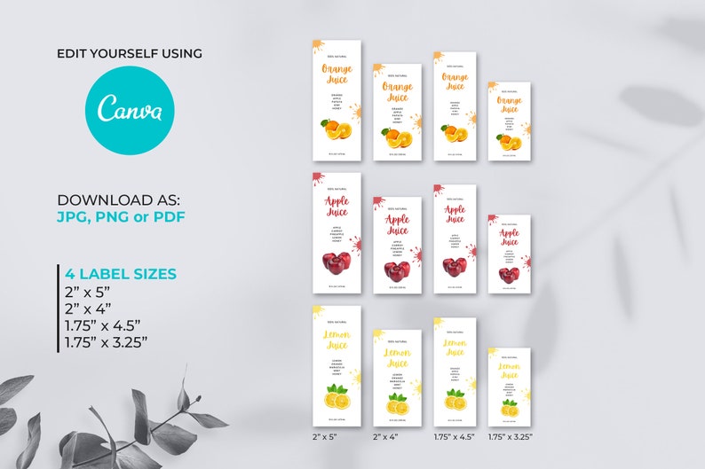 Juice Bottle Label, Custom Juice Labels, Drink Labels, Beverage Labels ...
