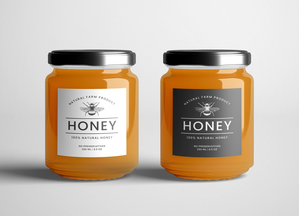 Honey Labels Template Honey Jar Labels Honey Stickers Mason Jar Labels Pantry Labels Editable ...