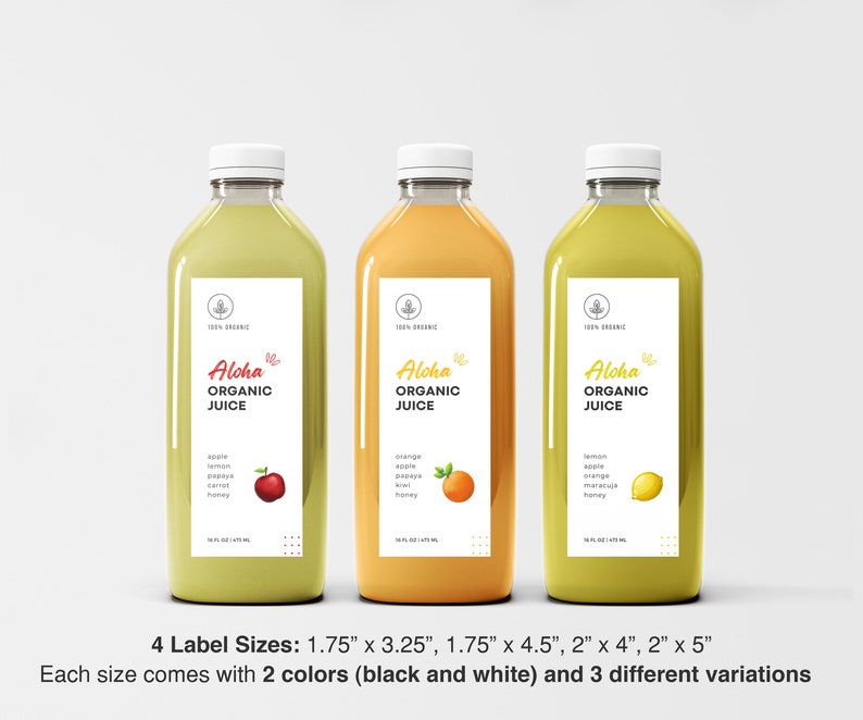 Juice Bottle Labels, Juice Stickers, Editable Juice Labels, Juice Label ...