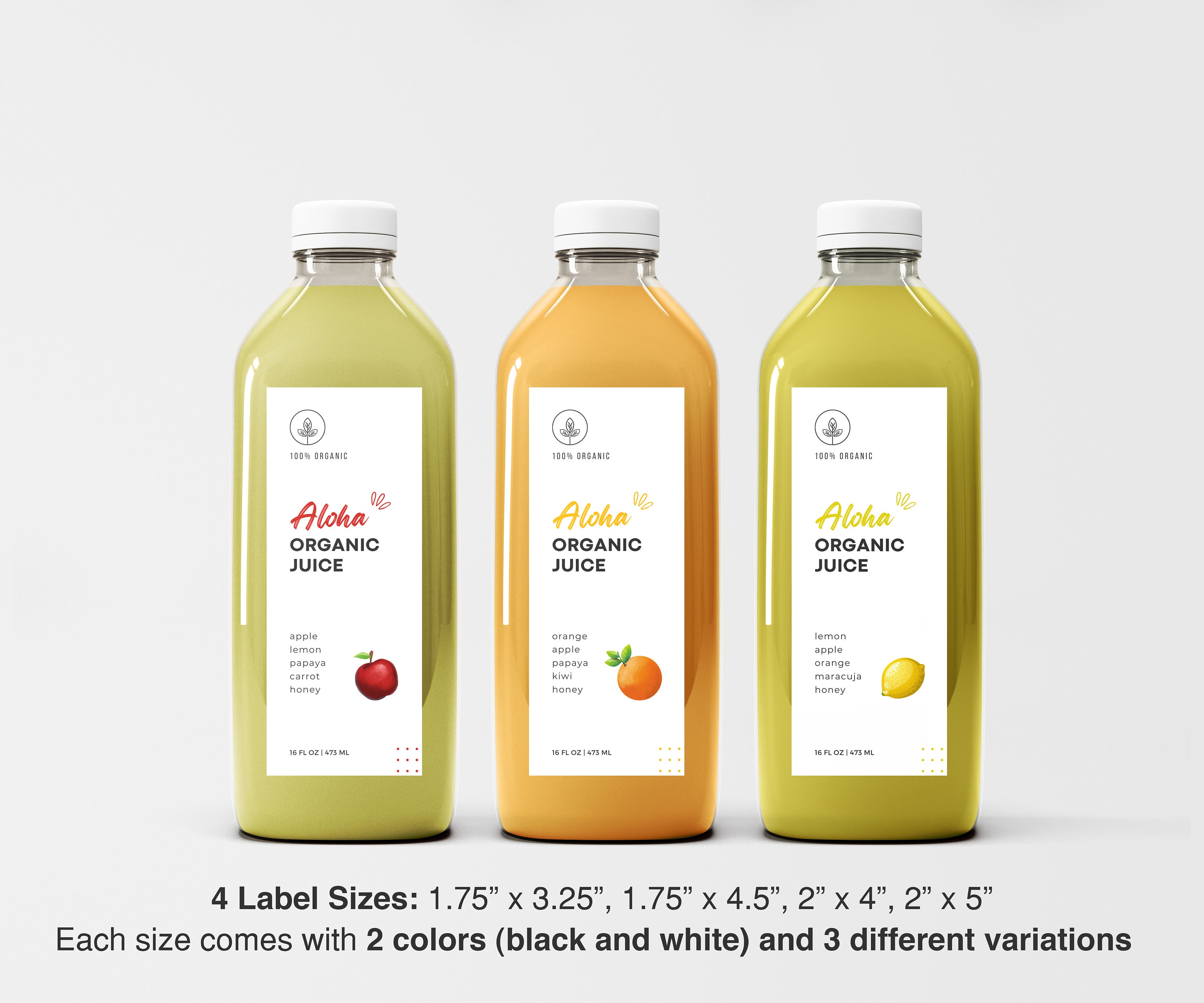Juice Bottle Labels, Juice Stickers, Editable Juice Labels, Juice Label ...