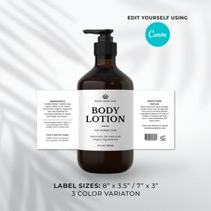 Custom Bottle Label Template, Canva Skincare Label Design, Body Lotion ...