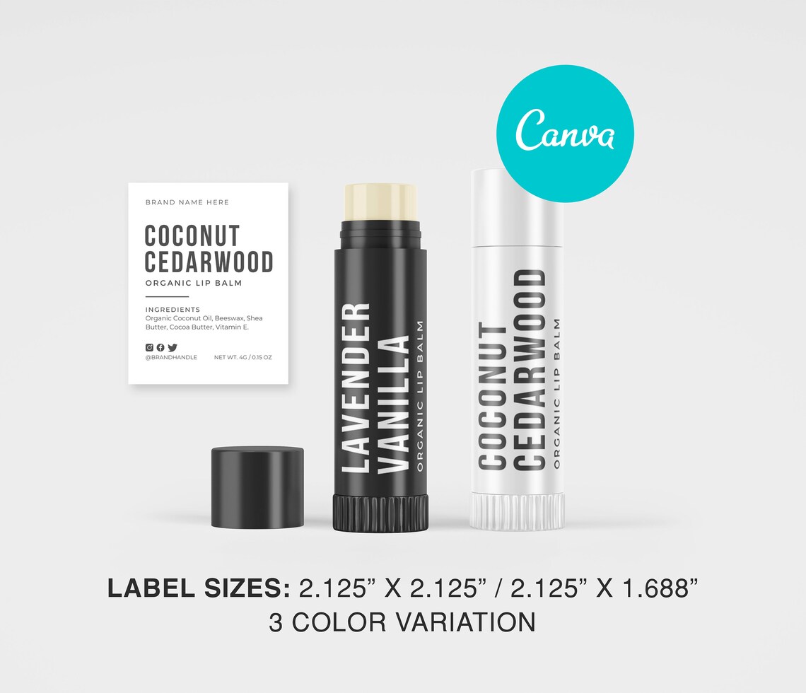 Lip Balm Label Template - Chapstick Label Design - Minimal Canva Label ...