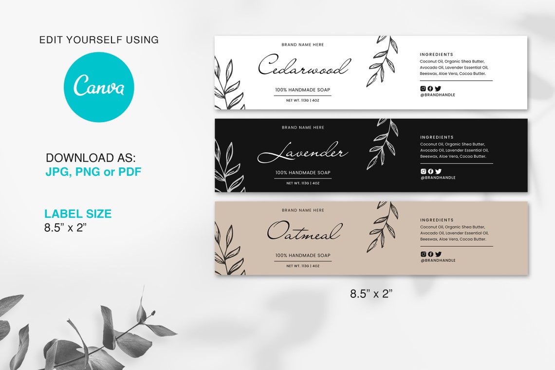 Soap Wrap Label Template, Printable Soap Bar Labels, DIY Soap Packaging ...