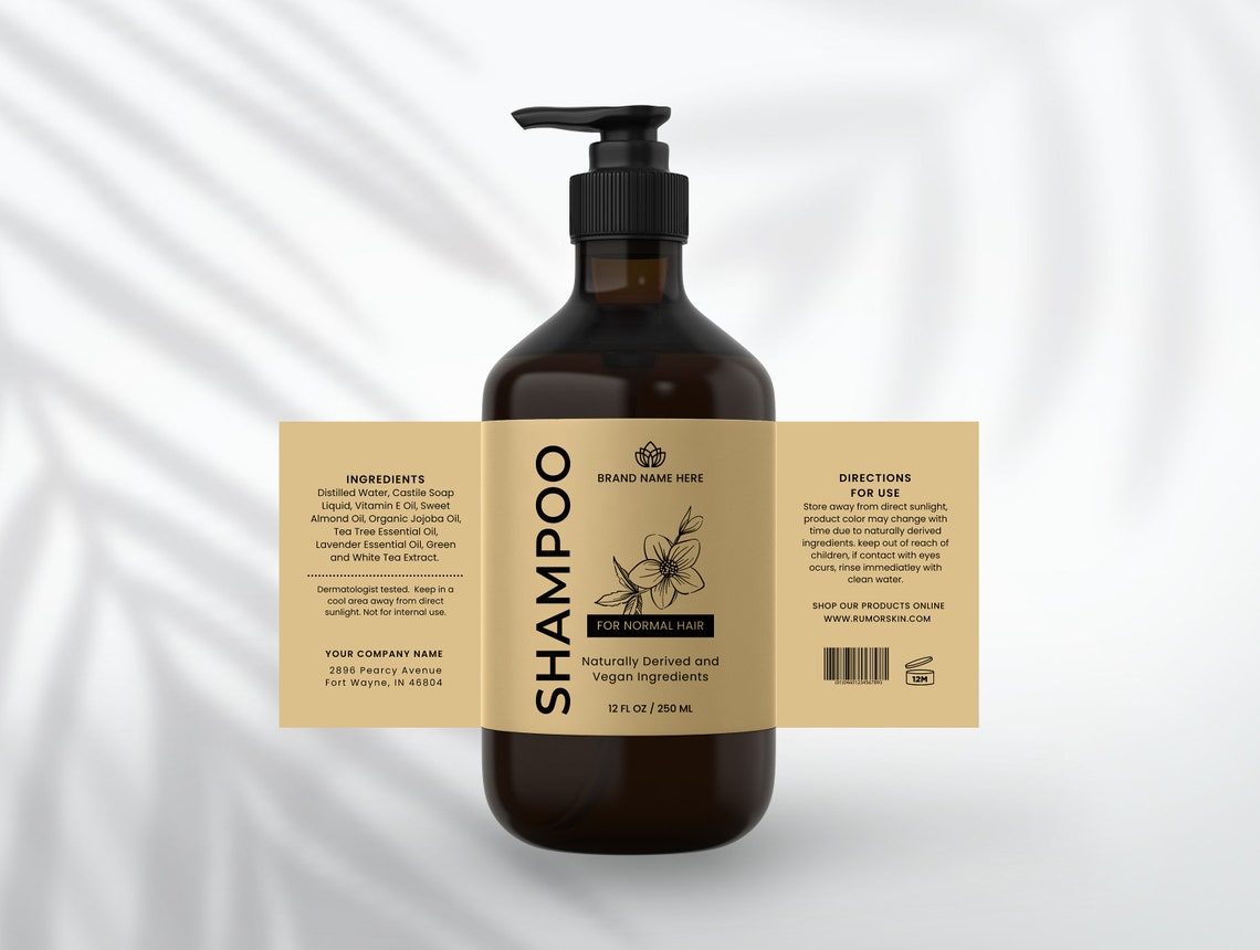 Customizable Shampoo Bottle Label Template, DIY Body Wash Label Design ...