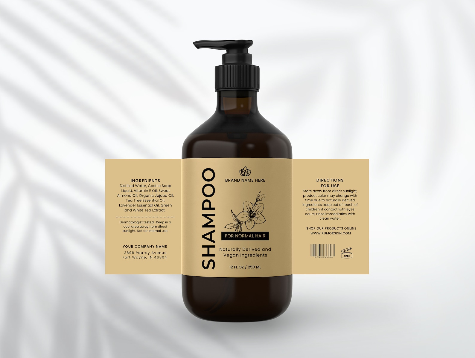 Customizable Shampoo Bottle Label Template, DIY Body Wash Label Design ...
