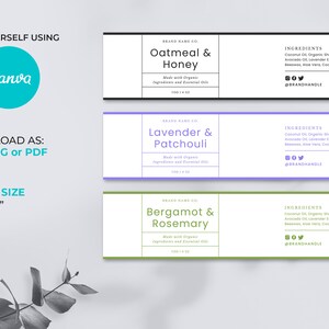 Canva Soap Labels Template, Soap Wrappers Template, Custom Soap Labels ...
