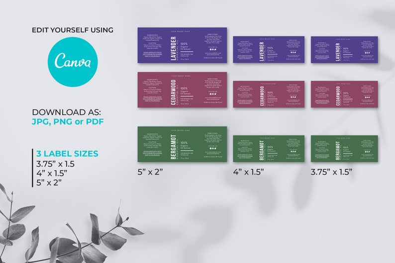 Oil Label Template - Skincare Labels - 1 Oz 2 Oz 4 Oz Bottle Label ...