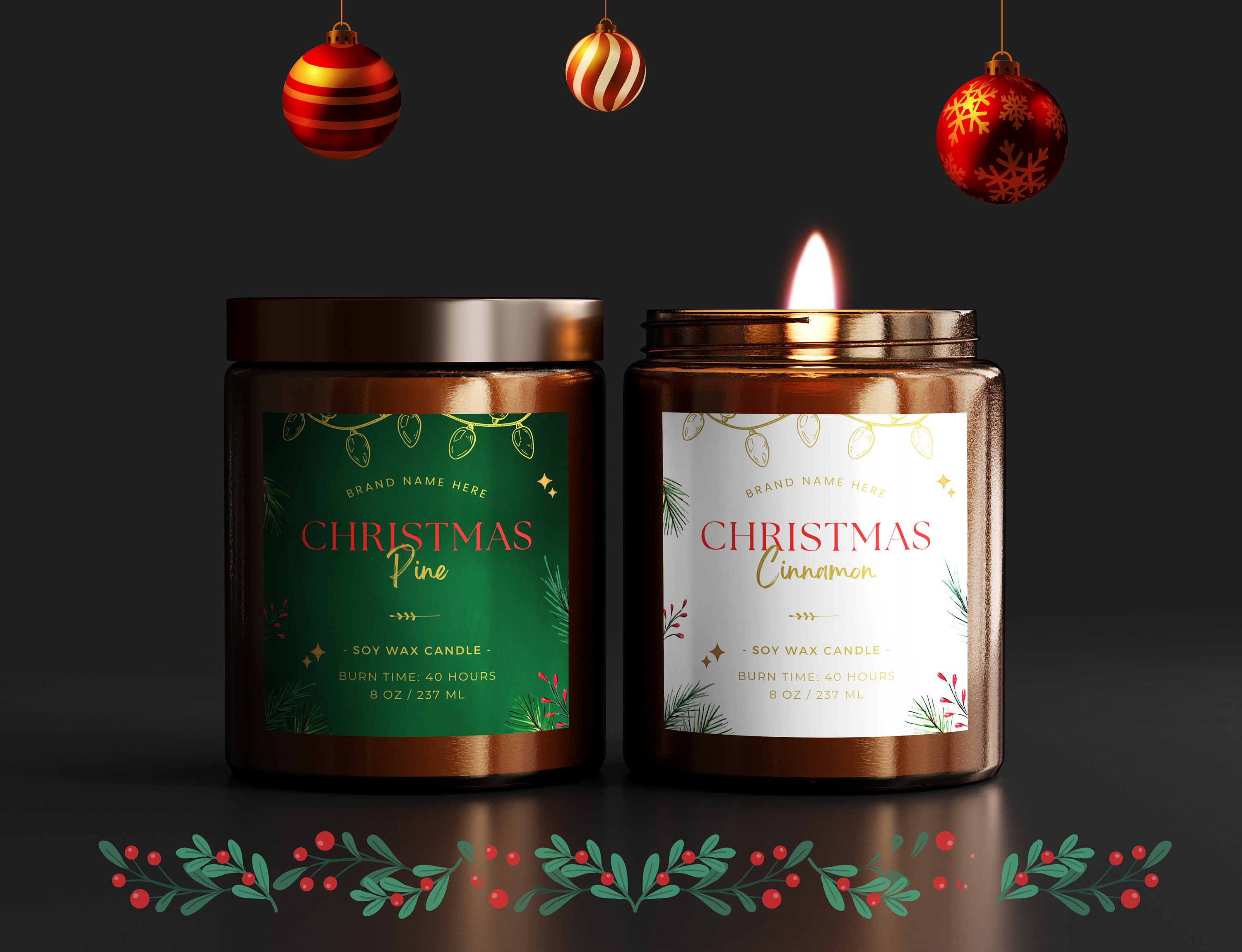 Christmas Candle Labels Template, Canva Candle Label, Christmas Gifts ...