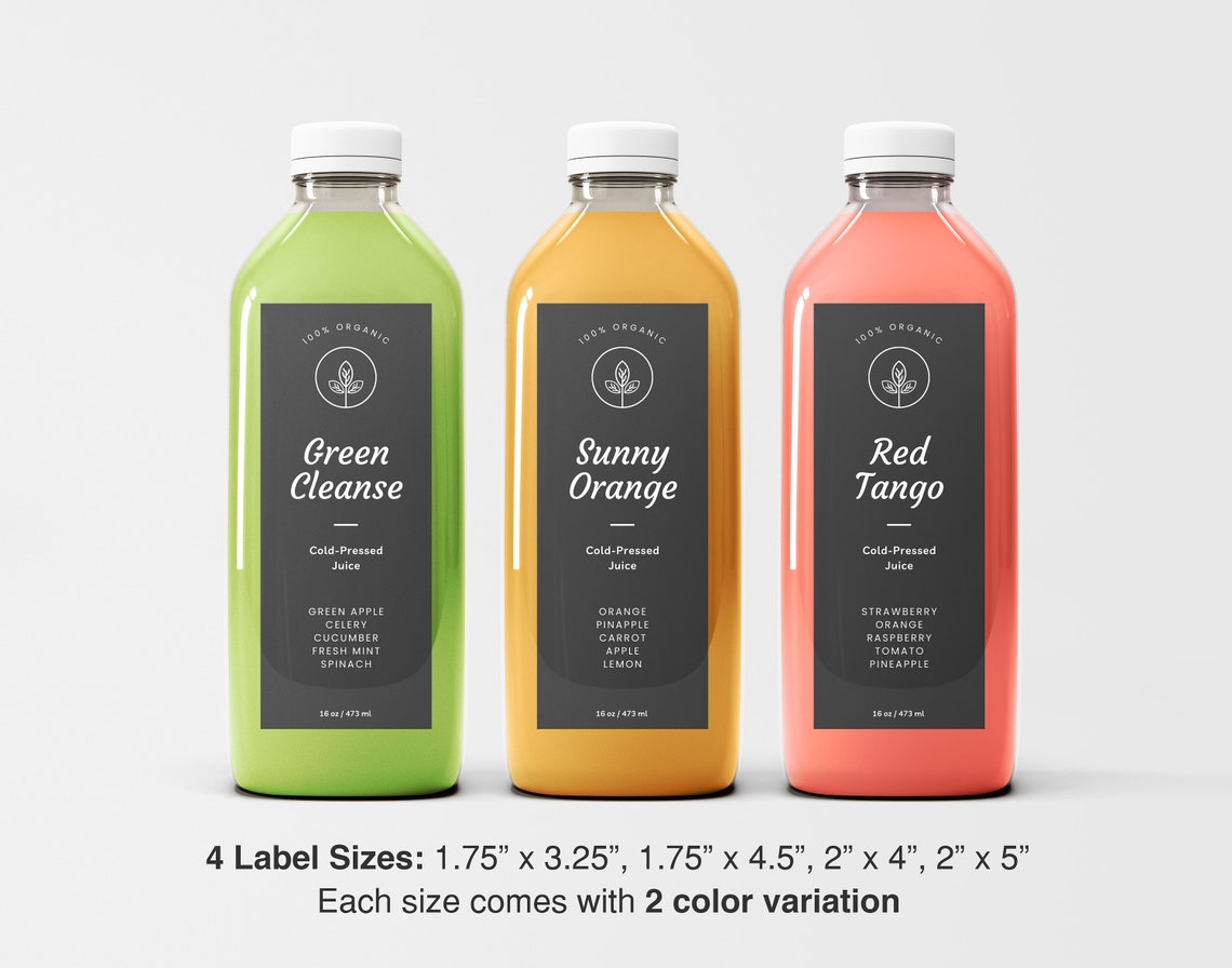 Editable Juice Bottle Label Template, Canva Cold Pressed Juice ...