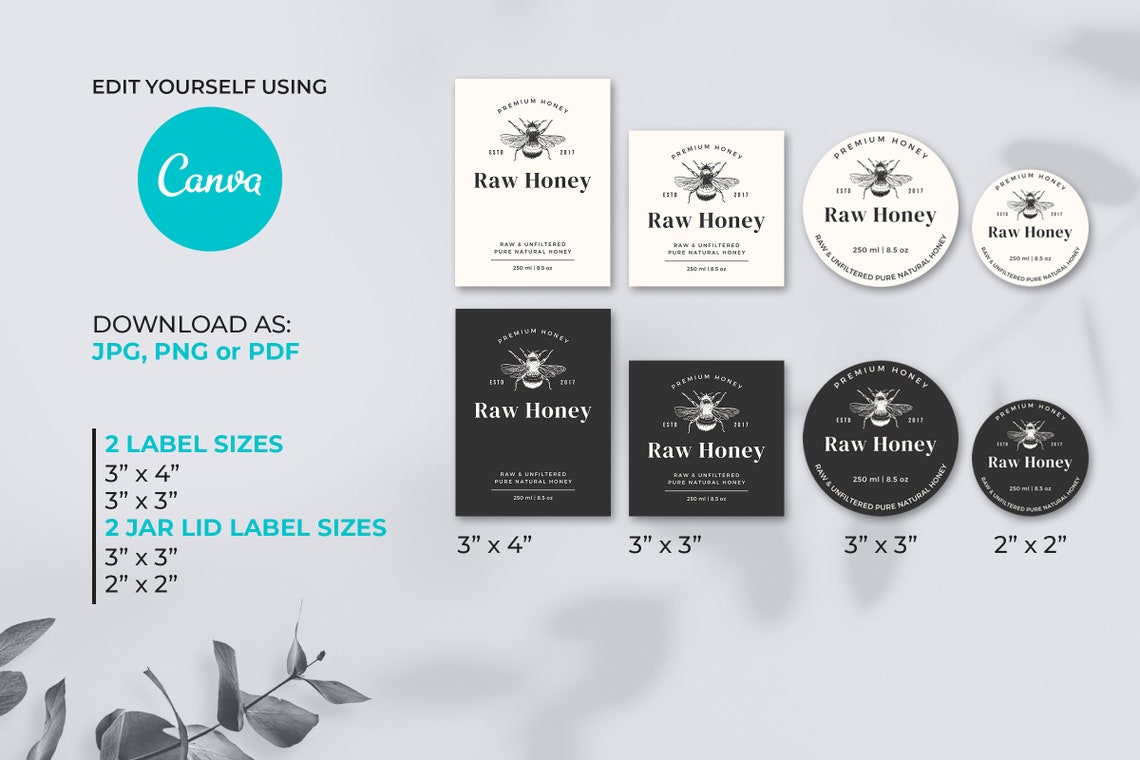 Honey Labels, Honey Jar Labels Template, Round Label Honey, Black Honey ...