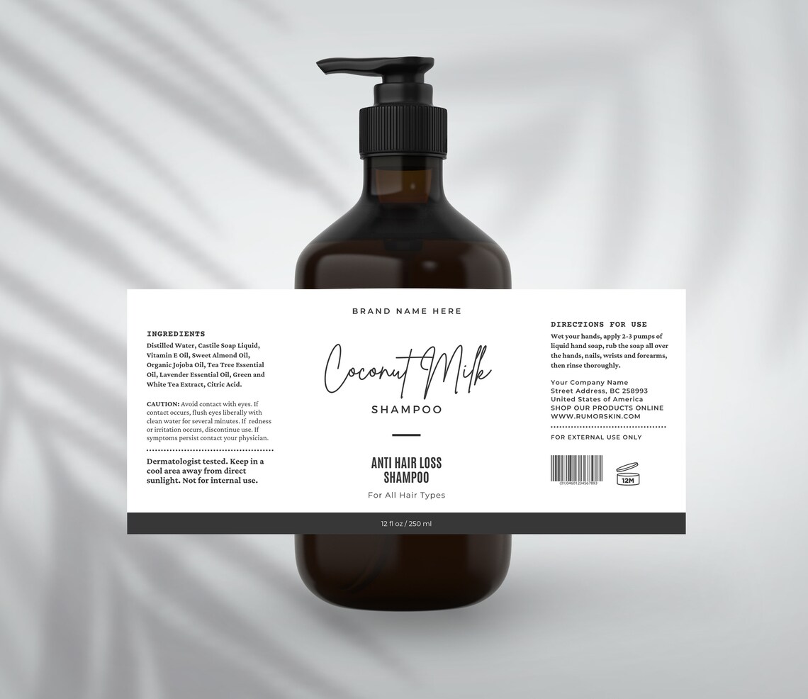 Dispenser Bottle Label Shampoo Bottle Label Editable Boston 8x3.5 Label ...