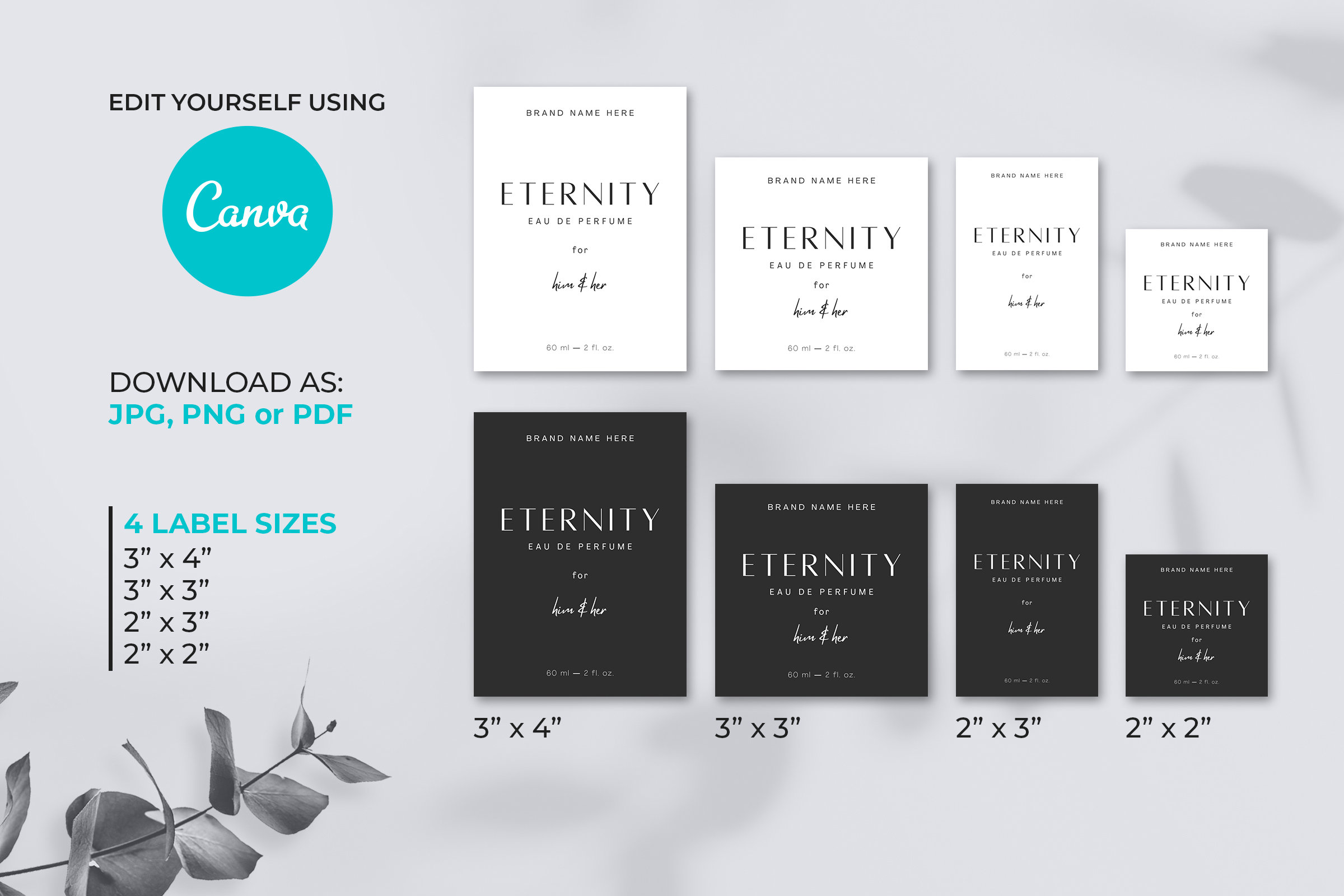 Perfume Bottle Label Templates, Diffuser Label Template, Bride Perfume ...