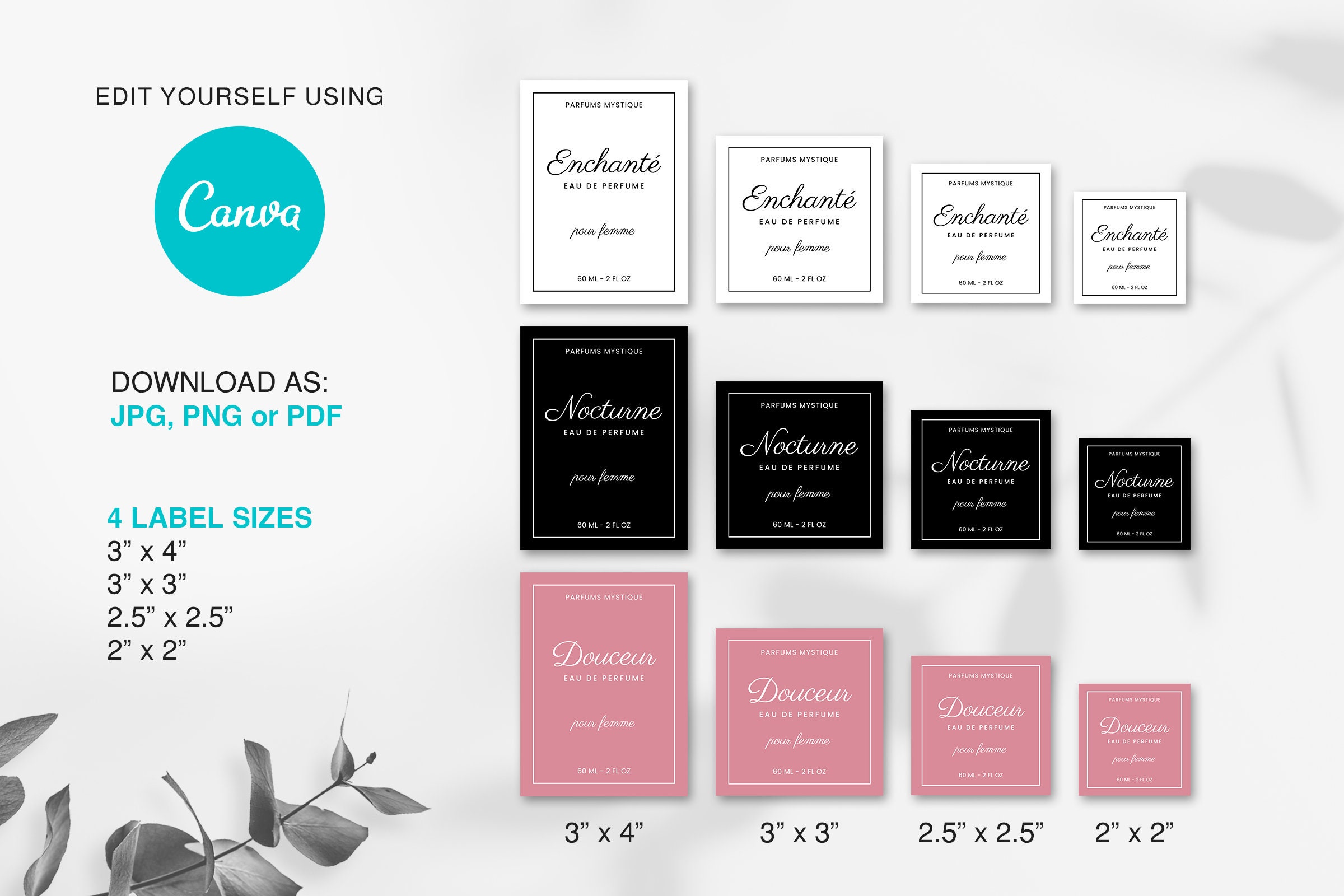 Luxury Perfume Bottle Labels, Customizable Fragrance Labels, Elegant ...