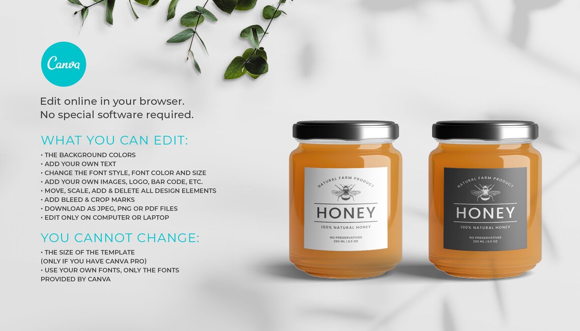 Honey Labels Template Honey Jar Labels Honey Stickers Mason Jar Labels ...