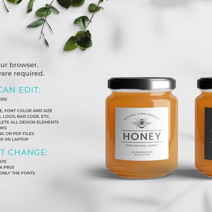 Honey Labels Template, Honey Jar Labels, Honey Stickers, Mason Jar ...