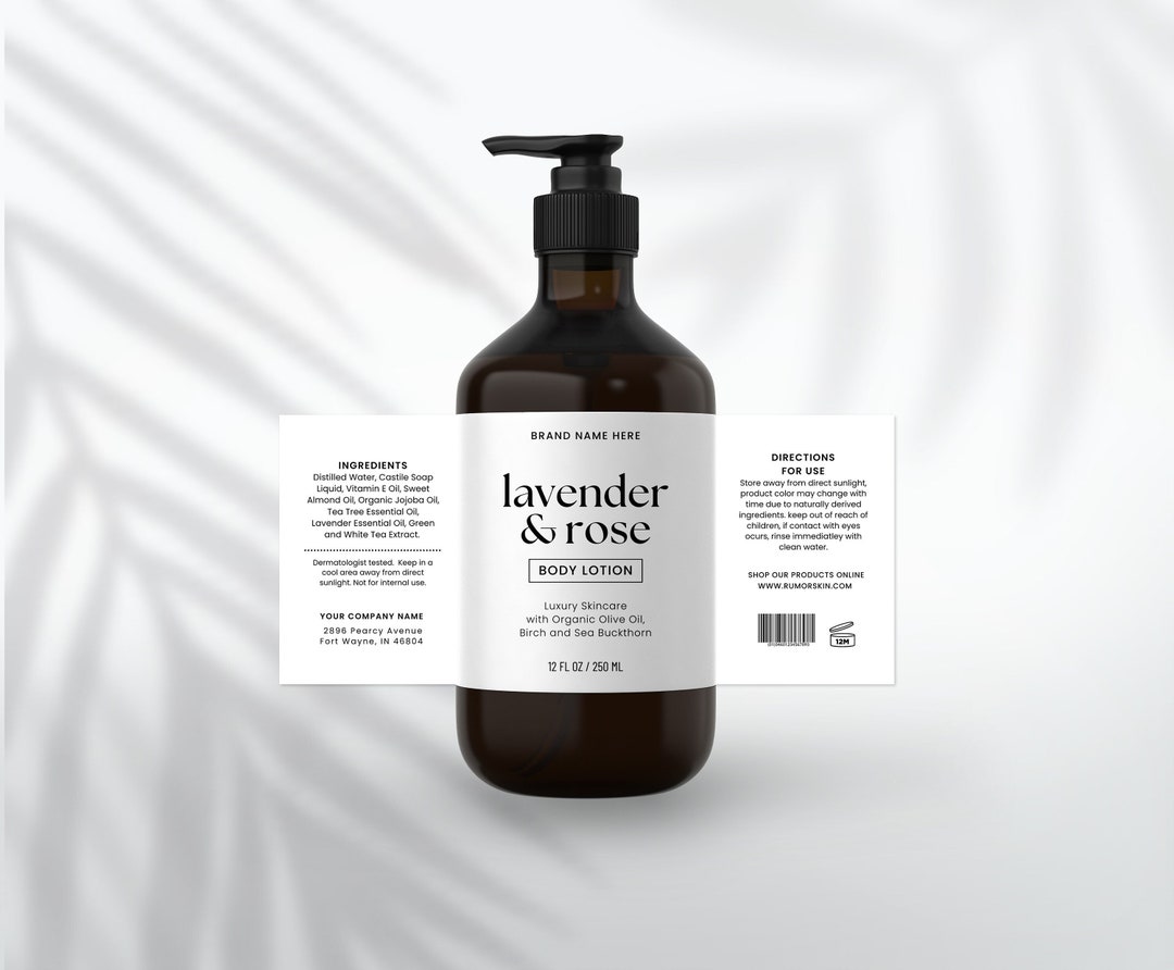 Skincare Dispenser Bottle Label Template, Pump Bottle Labels, Body ...