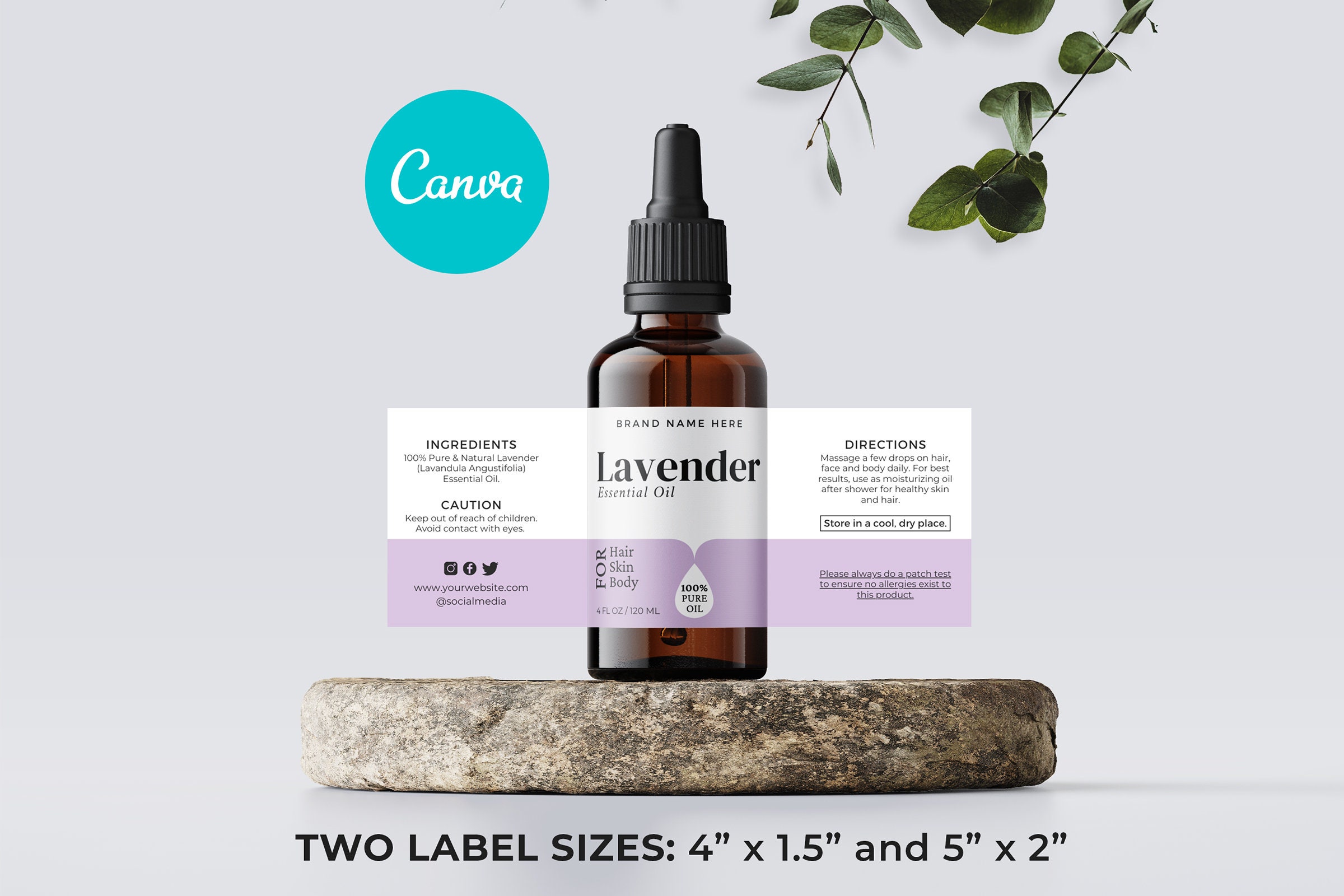 DIY Label Bottle Design - 2oz 4oz Label - Dropper Bottle Essential Oil ...
