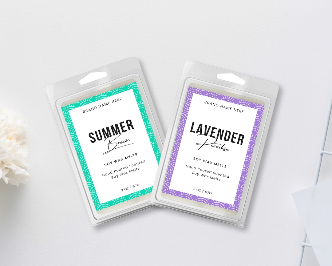 Wax Melt Labels Template, Wax Tart Label Design, Clamshell Wax Label ...