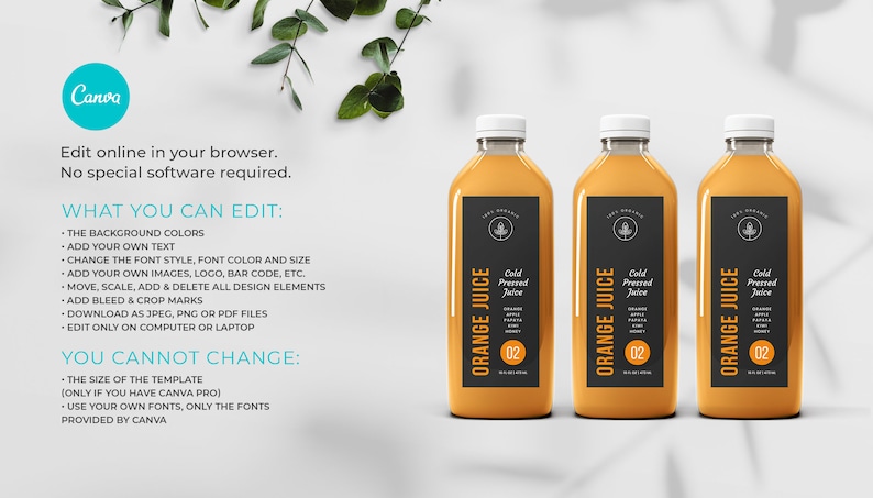 Juice Bottle Labels Template, Custom Juice Labels, Juicing Labels ...