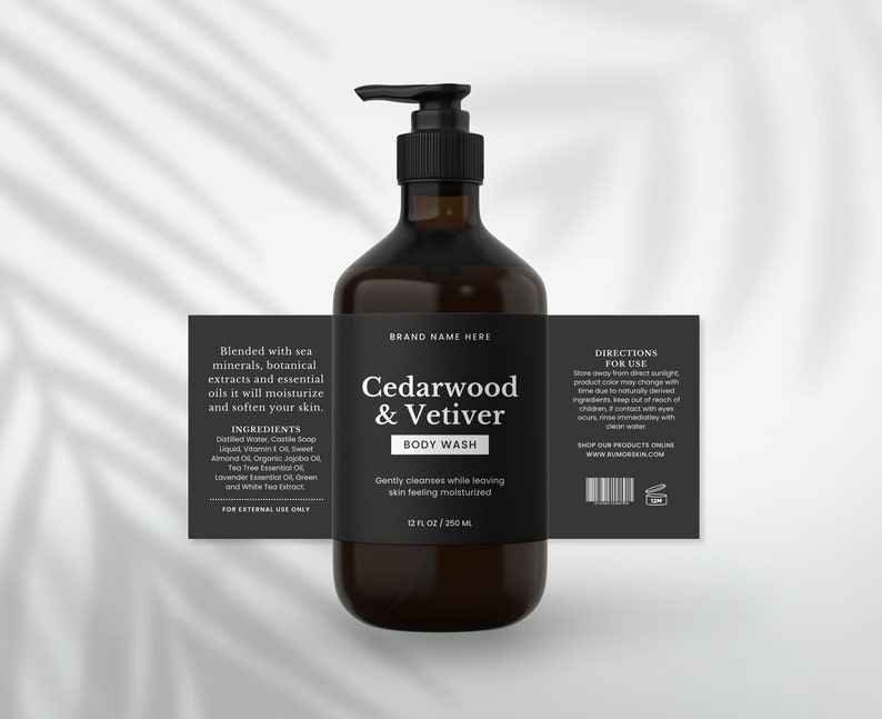 Printable Dispenser Bottle Labels Template, Editable Body Wash Label ...