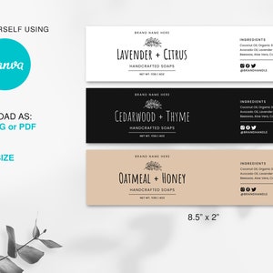Handmade Soap Labels Template, DIY Soap Packaging, Printable Soap Wraps ...