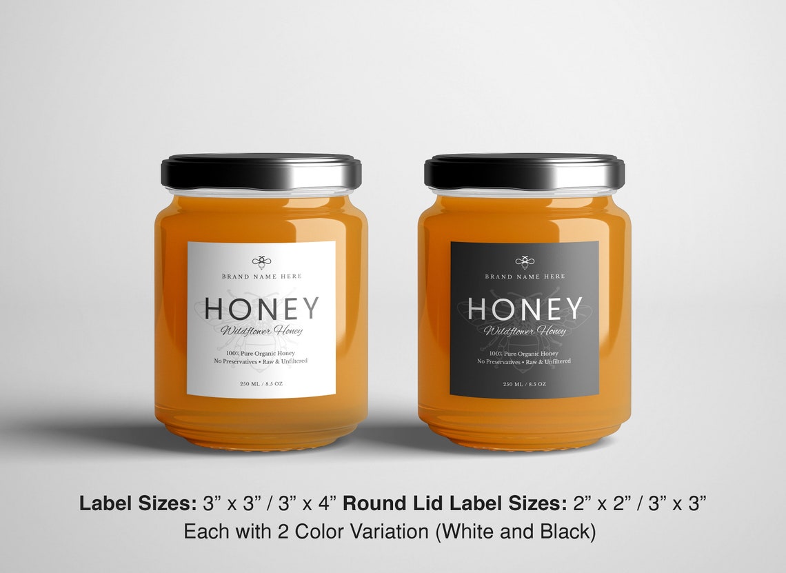 Honey Jar Labels Template, Jam Jar Label, Custom Jar Label, Round Jar ...