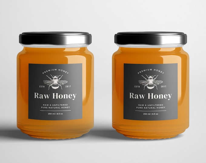 Black Honey Labels Local Honey Labels Black Printed Labels - Etsy