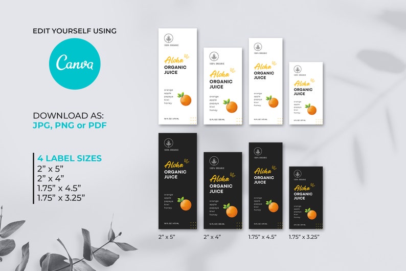 Juice Bottle Labels, Juice Stickers, Editable Juice Labels, Juice Label ...