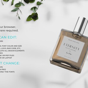 Perfume Bottle Label Templates, Diffuser Label Template, Bride Perfume ...