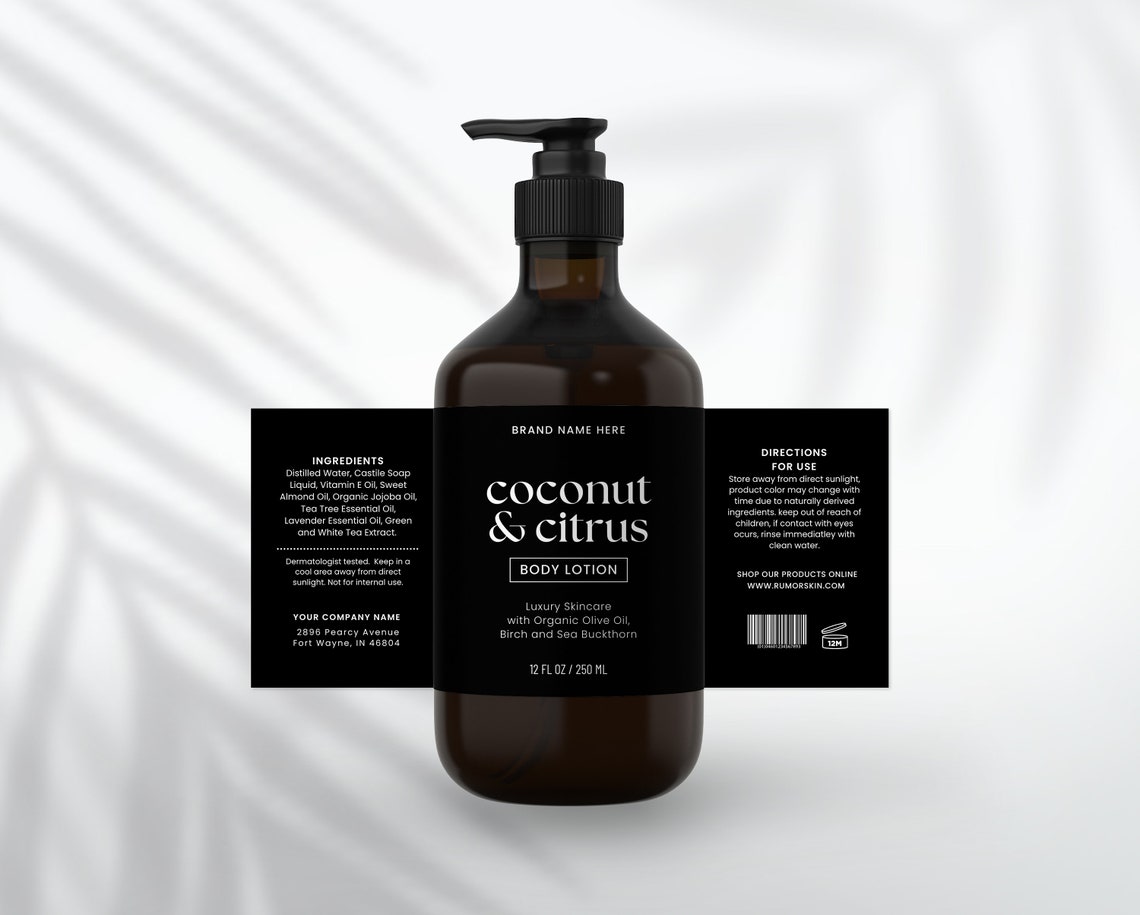 Skincare Dispenser Bottle Label Template, Pump Bottle Labels, Body ...