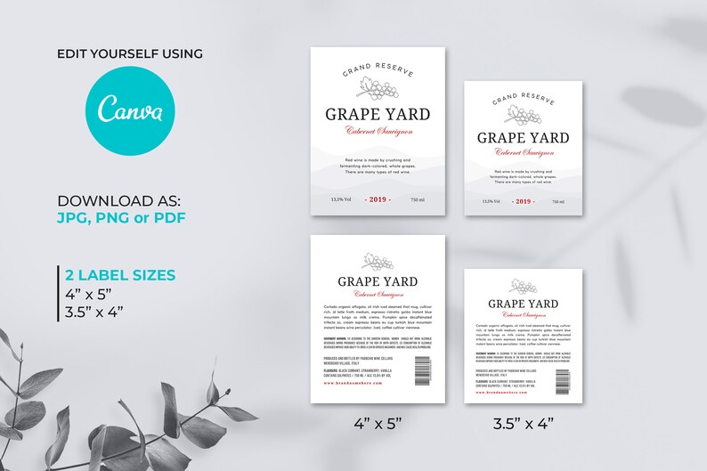 Custom Wine Label Template, Wedding Wine Labels, Editable Wine Labels ...