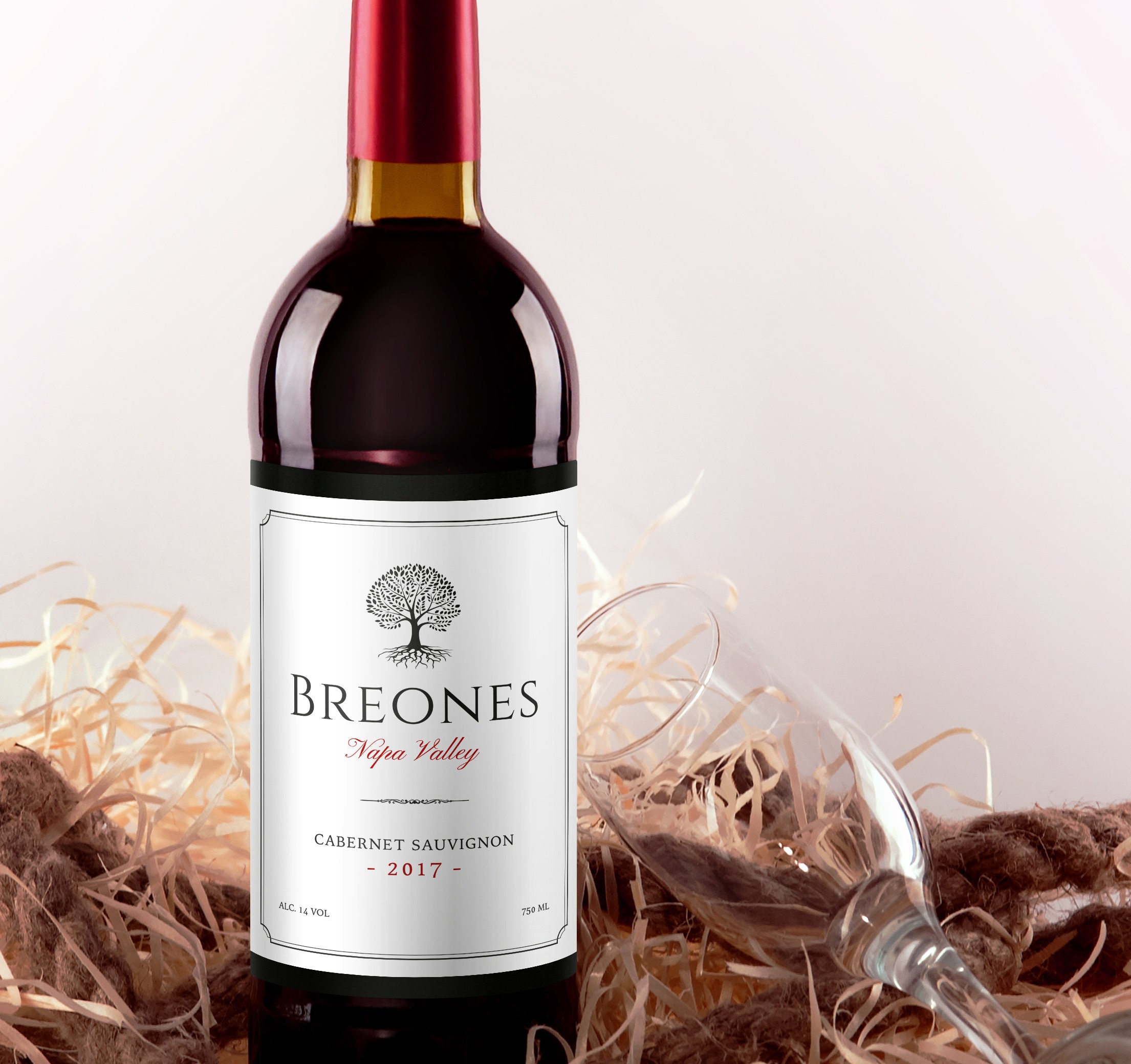 Wine Bottle Label Template - Minimalist Red Wine Label - Elegant Wine ...