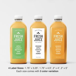 Editable Juice Label Template, Smoothie Label, Canva Printable Custom ...
