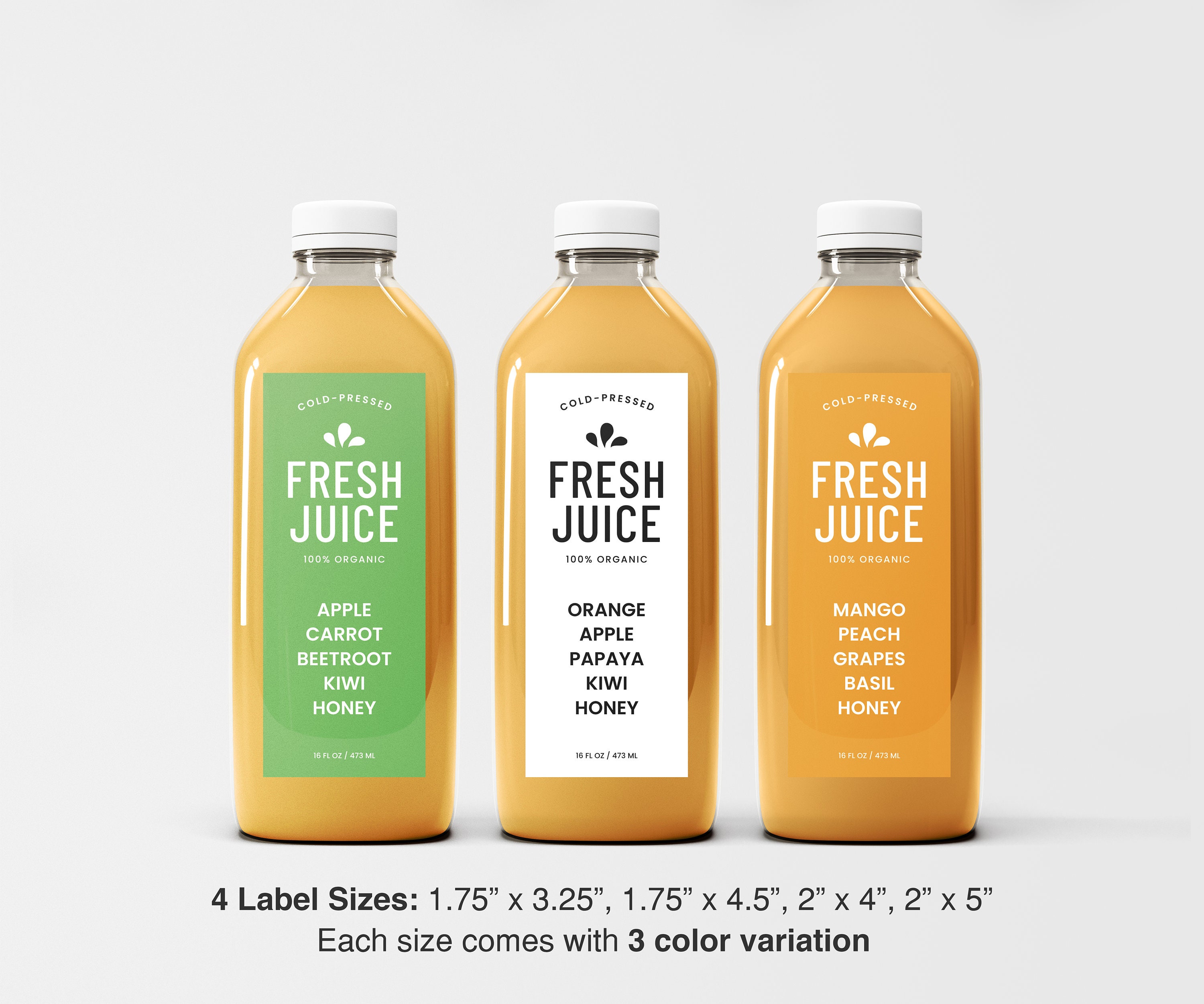 Editable Juice Label Template, Smoothie Label, Canva Printable Custom ...