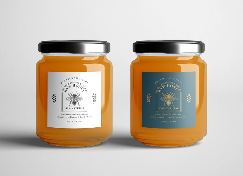 Honey Jar Label Template, Canva Natural Honey Label Design, Custom ...