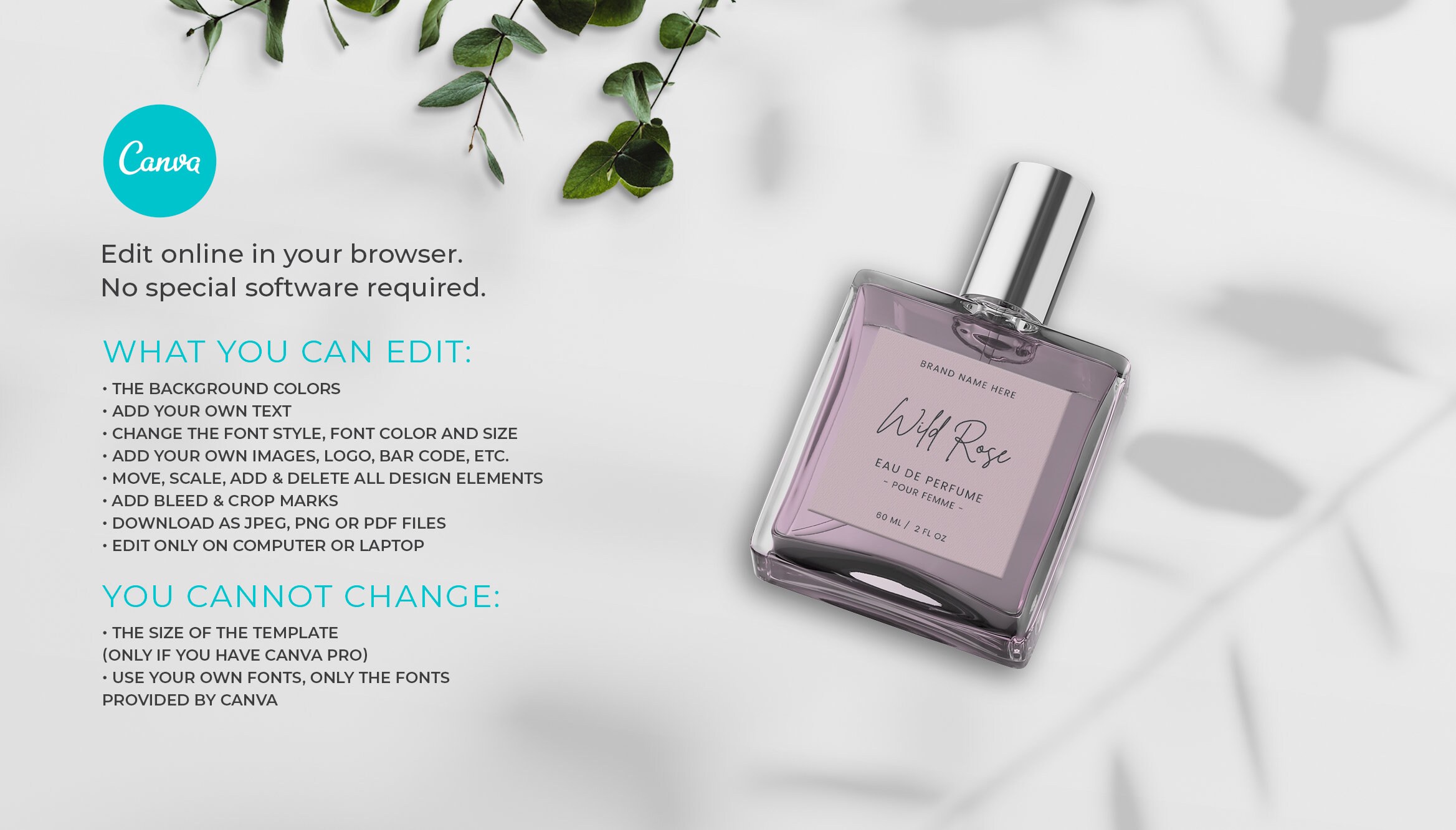 Editable Perfume Label Design Pink Perfume Label High End - Etsy Australia