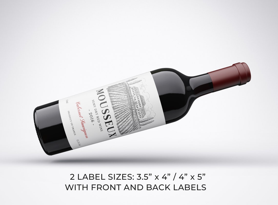 Editable Wine Label Design, Wine Labels Template, Canva Wine Label, Red ...