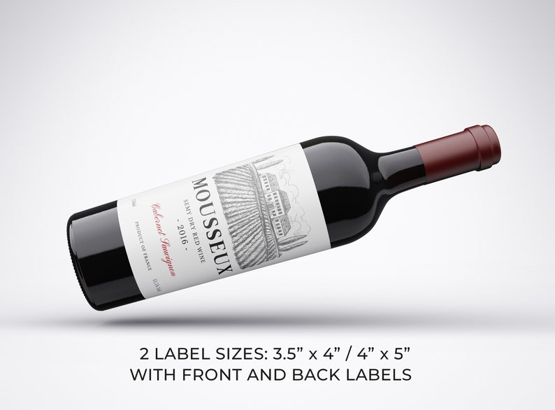 Editable Wine Label Design, Wine Labels Template, Canva Wine Label, Red ...