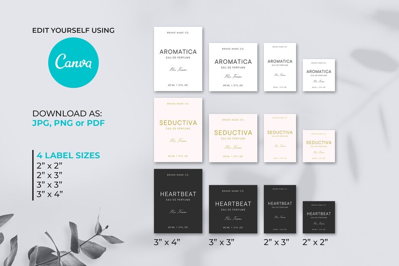 Perfume Bottle Label Design, Canva Perfume Labels, Editable Perfume ...
