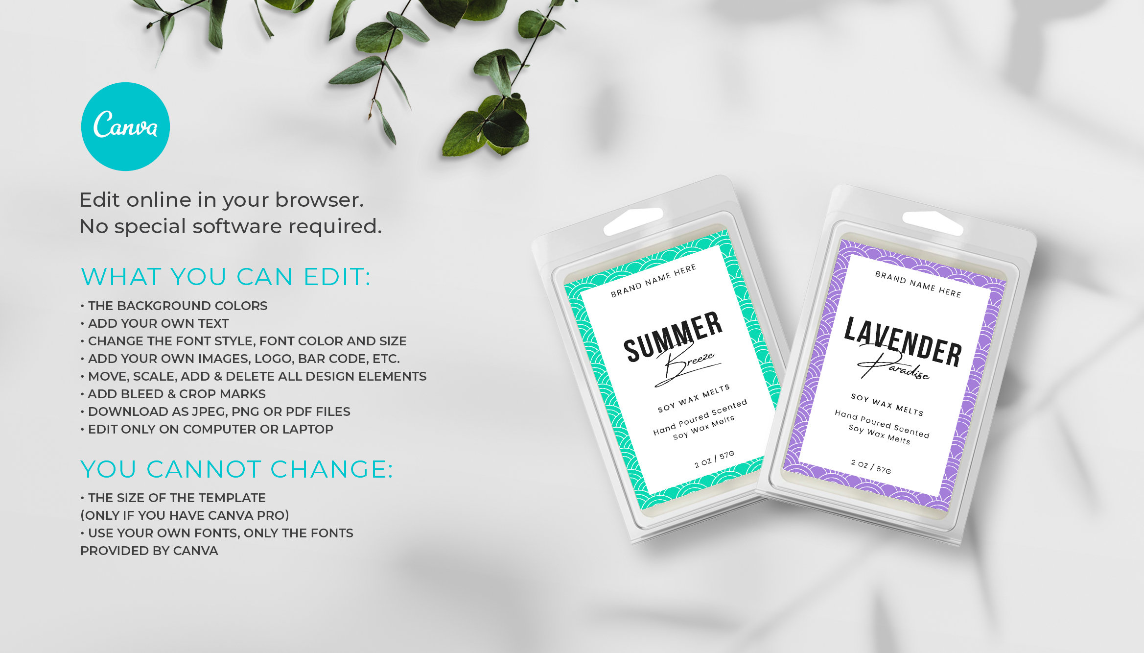 Wax Melt Labels Template, Wax Tart Label Design, Clamshell Wax Label ...