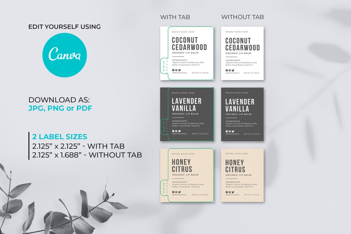 Lip Balm Label Template - Chapstick Label Design - Minimal Canva Label ...